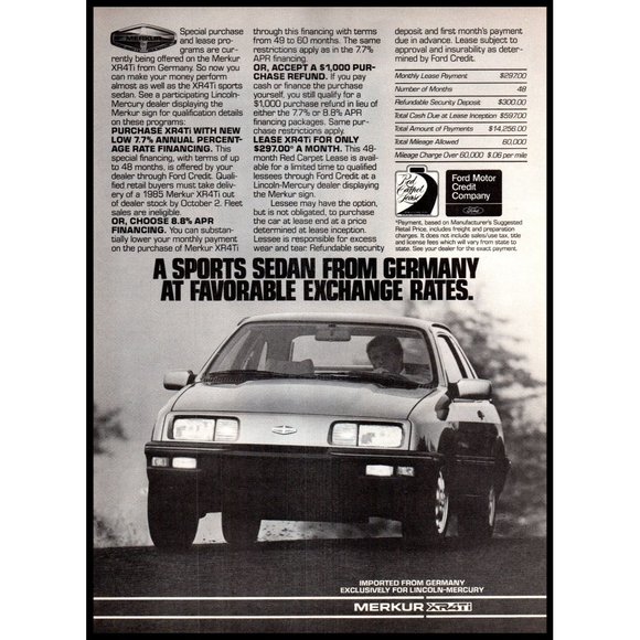 Merkur | Art | 986 Merkur Xr4ti Coupe Vintage Print Ad Highway Turn ...